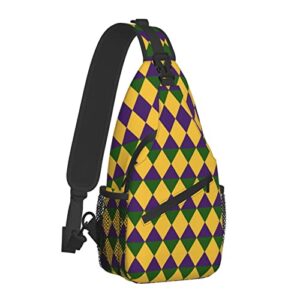 Mardi Gras Colors Crossbody Sling Backpack Sling Bag Travel Hiking Chest Bag Daypack