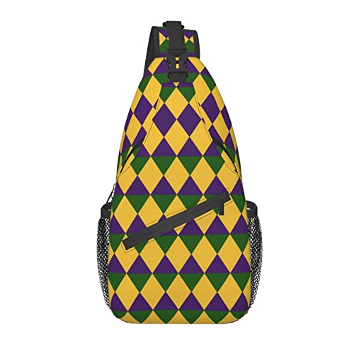 Mardi Gras Colors Crossbody Sling Backpack Sling Bag Travel Hiking Chest Bag Daypack