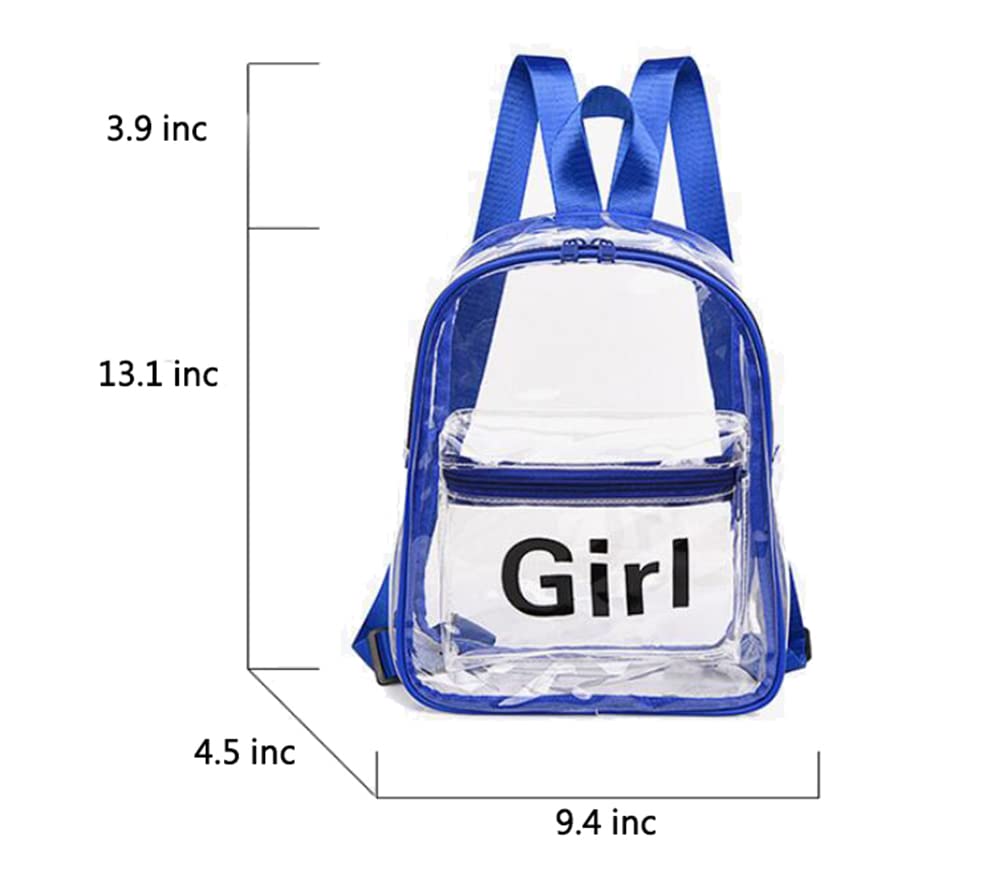 Girls Backpack Clear Satchel Heavy Duty School Bags Bookbags (Blue), Medium