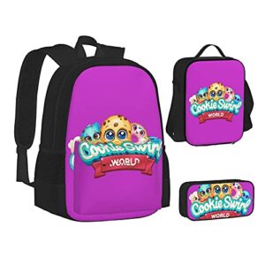 cookie swirl c backpack teen boys girl school book bag with lunch box pen case 3 in 1