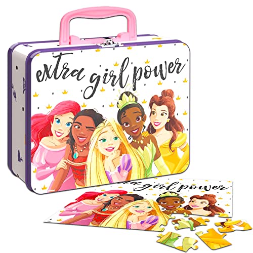 Disney Princess Mini Backpack with Lunch Box and Puzzle Set - Bundle with 11" Princess Backpack, Princess Lunch Tin, 48 Pc Puzzle, Water Bottle, Stickers, More | Princess Backpack for Toddlers