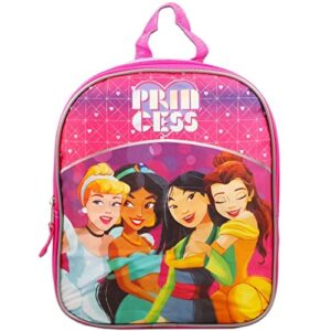 Disney Princess Mini Backpack with Lunch Box and Puzzle Set - Bundle with 11" Princess Backpack, Princess Lunch Tin, 48 Pc Puzzle, Water Bottle, Stickers, More | Princess Backpack for Toddlers