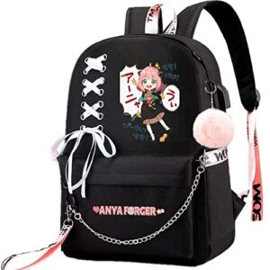 cosabz anime anya forger backpack cosplay kawaii backpack schoolbag with ribbon for girls 1 (1)