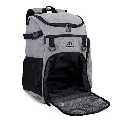 Dremzly Large Gray Adult Sports Gym Backpack for Men and Women with Ball Compartment for Basketball, Volleyball, Soccer, or Rugby