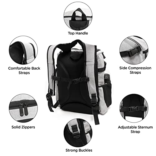 Dremzly Large Gray Adult Sports Gym Backpack for Men and Women with Ball Compartment for Basketball, Volleyball, Soccer, or Rugby