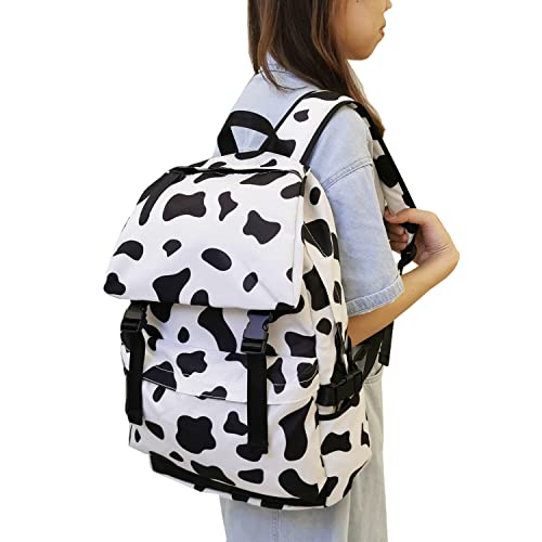 Larswon Cow Print Backpack Kawaii Backpack Cute Bag Slim Backpack Travel Rucksack School Backpack Large 13" 14" Laptop Backpack