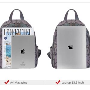 Geometric Luminous Ladies Backpack Wallet Holographic Reflective Backpack Diamond Travel Backpack (Silver)