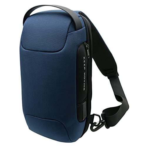 TDR Venus Navy Blue Casual Crossbody Day Pack Backpacks Waterproof Chest Bag with USB Charging Port Anti Theft Sling Bag Shoulder Bag for Men (navy blue)