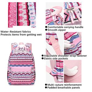 Girls Backpack Elementary School Backpack with Insulated Lunch Box Pencil Case Preschool Kindergarten BookBag Set(Pink)