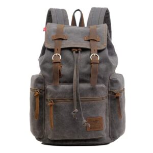 canvas backpack, p.ku.vdsl-augur series vintage canvas leather backpack hiking daypacks computers laptop backpacks unisex casual rucksack satchel bookbag mountaineering bag for men women