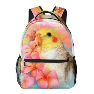 DMORJ Cute Cockatiel Lightweight Casual Student Backpack -- Light And Portable, Suitable For School, Work, Weekend Vacation, Travel, 7.8x11.4x15.7 Inch