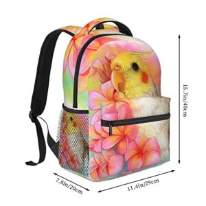 DMORJ Cute Cockatiel Lightweight Casual Student Backpack -- Light And Portable, Suitable For School, Work, Weekend Vacation, Travel, 7.8x11.4x15.7 Inch