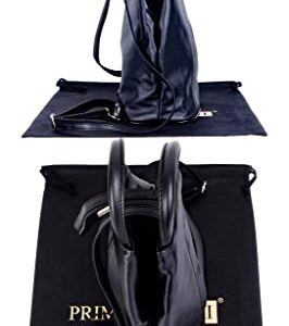 Primo Sacchi Italian Soft Black Leather Top Handle Shoulder Bag Rucksack Backpack Medium