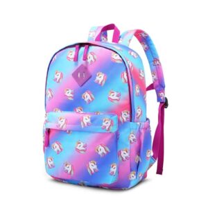 kk crafts kids basic travel backpack for school boys girls whole size water resistant bookbag(unicorn)