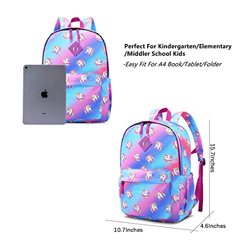 KK CRAFTS Kids Basic Travel Backpack For School Boys Girls Whole Size Water Resistant Bookbag(Unicorn)