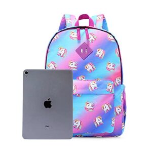 KK CRAFTS Kids Basic Travel Backpack For School Boys Girls Whole Size Water Resistant Bookbag(Unicorn)