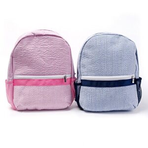 Toddler Backpack, Seersucker Small Kids Backpack, Classic Mini Preppy School Preschool Kindergarten Children Bag 12"H x 9.5"W for 2-5 Years (Pink)