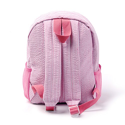 Toddler Backpack, Seersucker Small Kids Backpack, Classic Mini Preppy School Preschool Kindergarten Children Bag 12"H x 9.5"W for 2-5 Years (Pink)