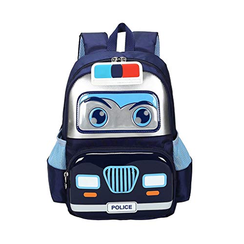 Kids Toddler Police Car Backpack, Small School Bag Preschool Kindergarten Bookbags for Boys Girls