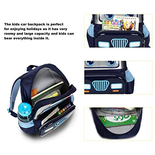 Kids Toddler Police Car Backpack, Small School Bag Preschool Kindergarten Bookbags for Boys Girls