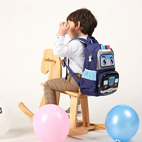 Kids Toddler Police Car Backpack, Small School Bag Preschool Kindergarten Bookbags for Boys Girls