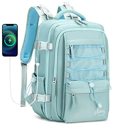 Travel Backpack for Women Girls 15.6 Inch Laptop Backpacks with USB Port Carry on Backpack Flight Approved Large School Bag College Bookbags Outdoor Sports Hiking Rucksack Casual Daypack (Green)