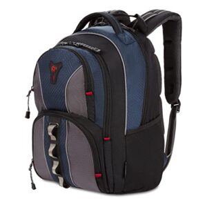 wenger cobalt laptop backpack, fits 16 inch laptop, men’s and women’s, black/grey/blue