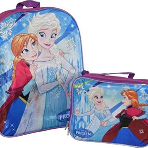 Frozen Anna, Elsa 16" Backpack with Detachable Matching Lunch Box