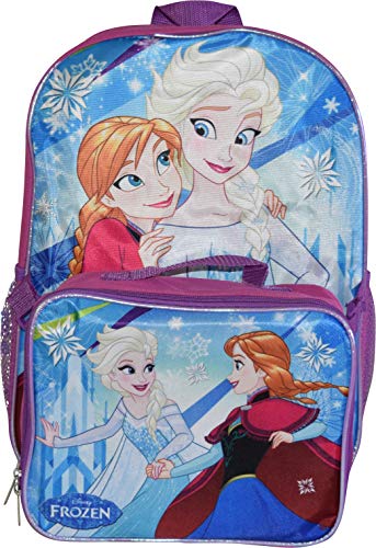 Frozen Anna, Elsa 16" Backpack with Detachable Matching Lunch Box