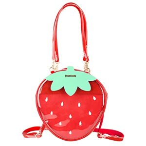 wildfinding ita bag strawberry fruit shoulder bag satchel backpack casual daypack-kawaii diy cosplay strawberry daypack (red)