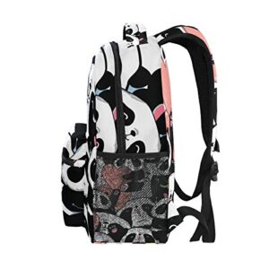 Valentine Day Animal Panda Heart School Backpack Casual Shoulder Bag College Bookbag Travel Hiking Daypack