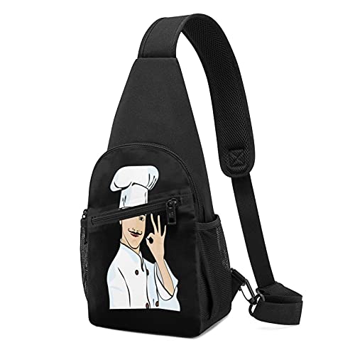 Chef cooking cut out drawing sketch restaurant gourmet Good-looking lightweight backpack men and women chest bag leisure sports travel bag