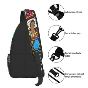 RIUARA Mushroom Hippie Colorful Sling Bag Light Shoulder Bag Hiking Daypacks Crossbody Bags For Women Men