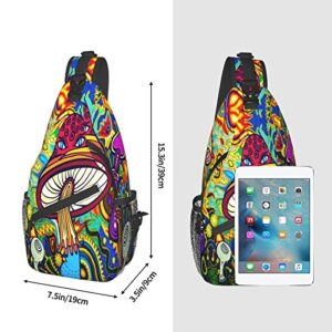 RIUARA Mushroom Hippie Colorful Sling Bag Light Shoulder Bag Hiking Daypacks Crossbody Bags For Women Men