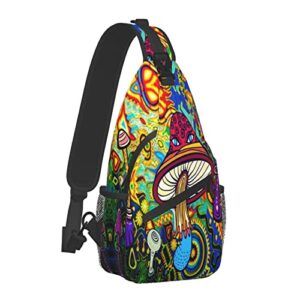 RIUARA Mushroom Hippie Colorful Sling Bag Light Shoulder Bag Hiking Daypacks Crossbody Bags For Women Men