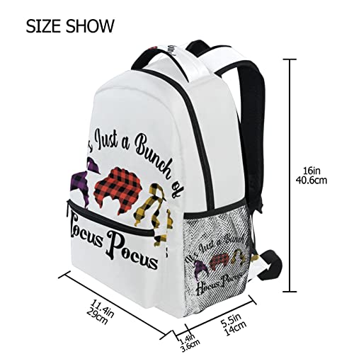 SWADAZA Halloween School Backpack Hocus Pocus School Book Bags Bookbags, Travel Laptop Backpack College School Computer Bag Hiking Camping Casual Daypack