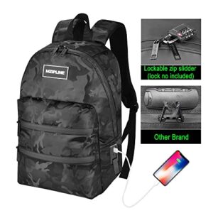 MZIPLINE Mini Smell Proof Backpack Bag-Odor Proof-USB Charging Port Daypack School Bookbag With Carbon Lining for Men & Women Travel (Camouflage Black)