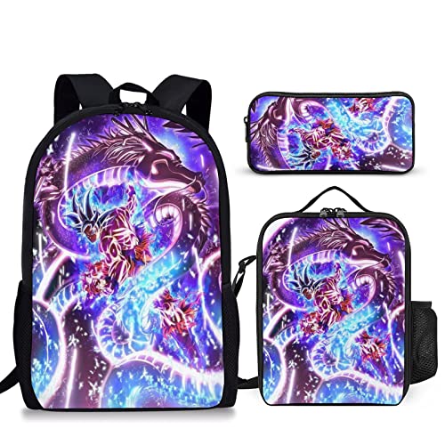 HQEWNLI 3Pcs Backpack 3D Printing Travel Daypack with Lunch Bag Pencil Case Travel Shoulder Backpack Set Fans Gifts