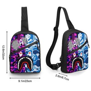 FANFELLSY Shark Fashion Camo Folding Chest Bag Adjustable Crossbody Travel Bag Shoulder Daypack