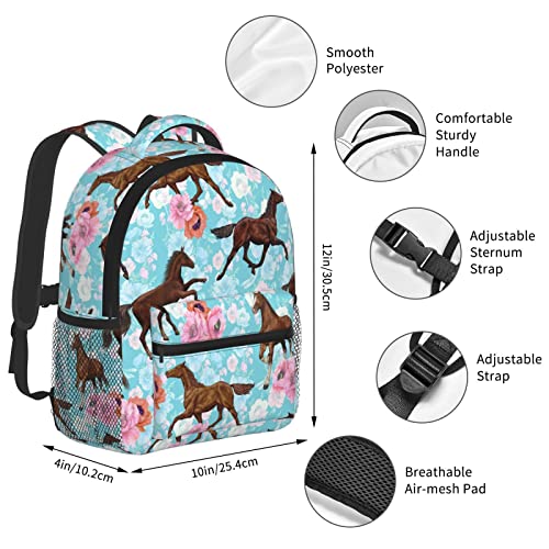 KiuLoam Vintage Horse And Flowers Kids Backpacks For Toddler Boys And Girls Preschool Backpack With Chest Strap 12 Inch