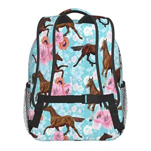 KiuLoam Vintage Horse And Flowers Kids Backpacks For Toddler Boys And Girls Preschool Backpack With Chest Strap 12 Inch