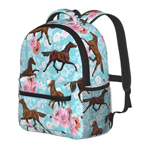 KiuLoam Vintage Horse And Flowers Kids Backpacks For Toddler Boys And Girls Preschool Backpack With Chest Strap 12 Inch