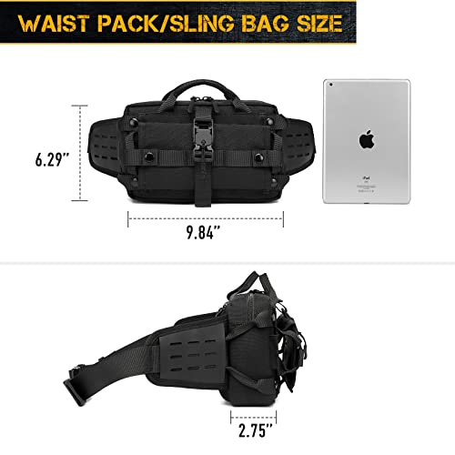 ATZB Waist Pack for Men Sling Bag Chest Crossbody Shoulder Backpack with USB Water-Repellent with Water Bottle Holder