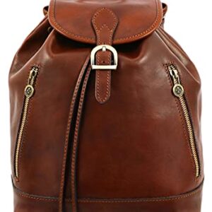 Time Resistance Leather Backpack Full Grain Real Leather Small Rucksack