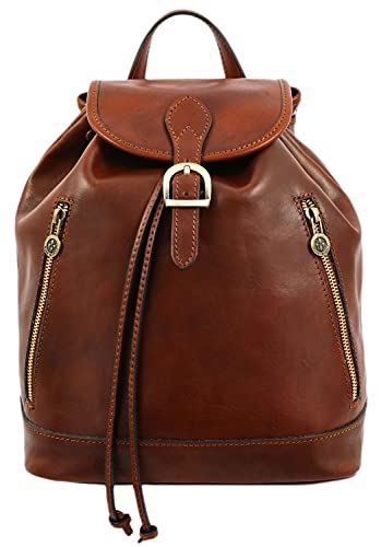 Time Resistance Leather Backpack Full Grain Real Leather Small Rucksack