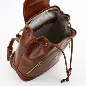 Time Resistance Leather Backpack Full Grain Real Leather Small Rucksack