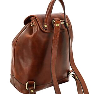 Time Resistance Leather Backpack Full Grain Real Leather Small Rucksack