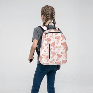 Axolotl Backpack Bookbags Casual Lightweight Pink bag Travel Daypack