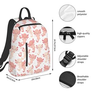 Axolotl Backpack Bookbags Casual Lightweight Pink bag Travel Daypack