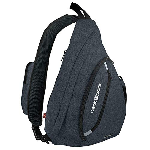 NeatPack Versatile Canvas Sling Bags, Travel Backpack, Wear Over Shoulder or Crossbody Bags - Black